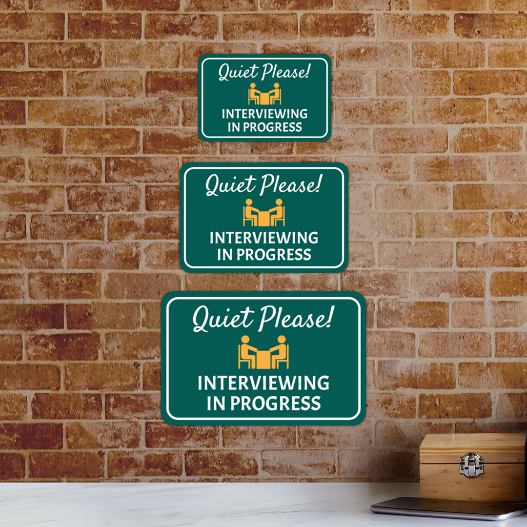 Classic Framed Plus Quiet Please! Interviewing in Progress Wall or Door ...