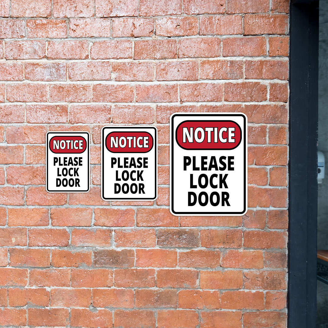 Portrait Round Plus Notice Please Lock Door Wall or Door Sign | eBay