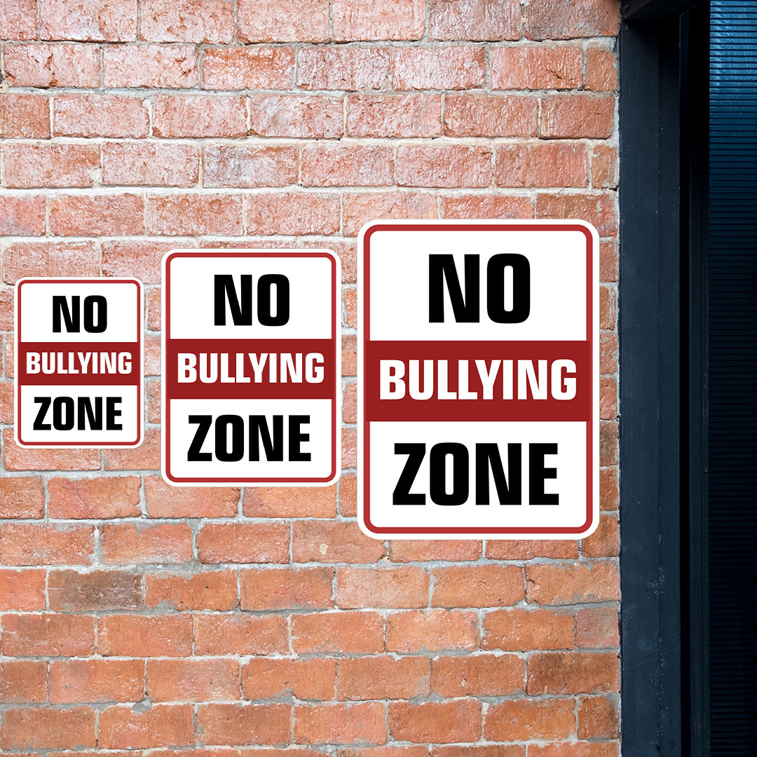Portrait Round Plus No Bullying Zone Wall or Door Sign | Warning ...