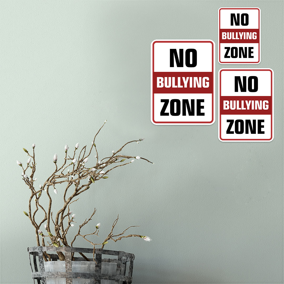 Portrait Round Plus No Bullying Zone Wall or Door Sign | Warning ...