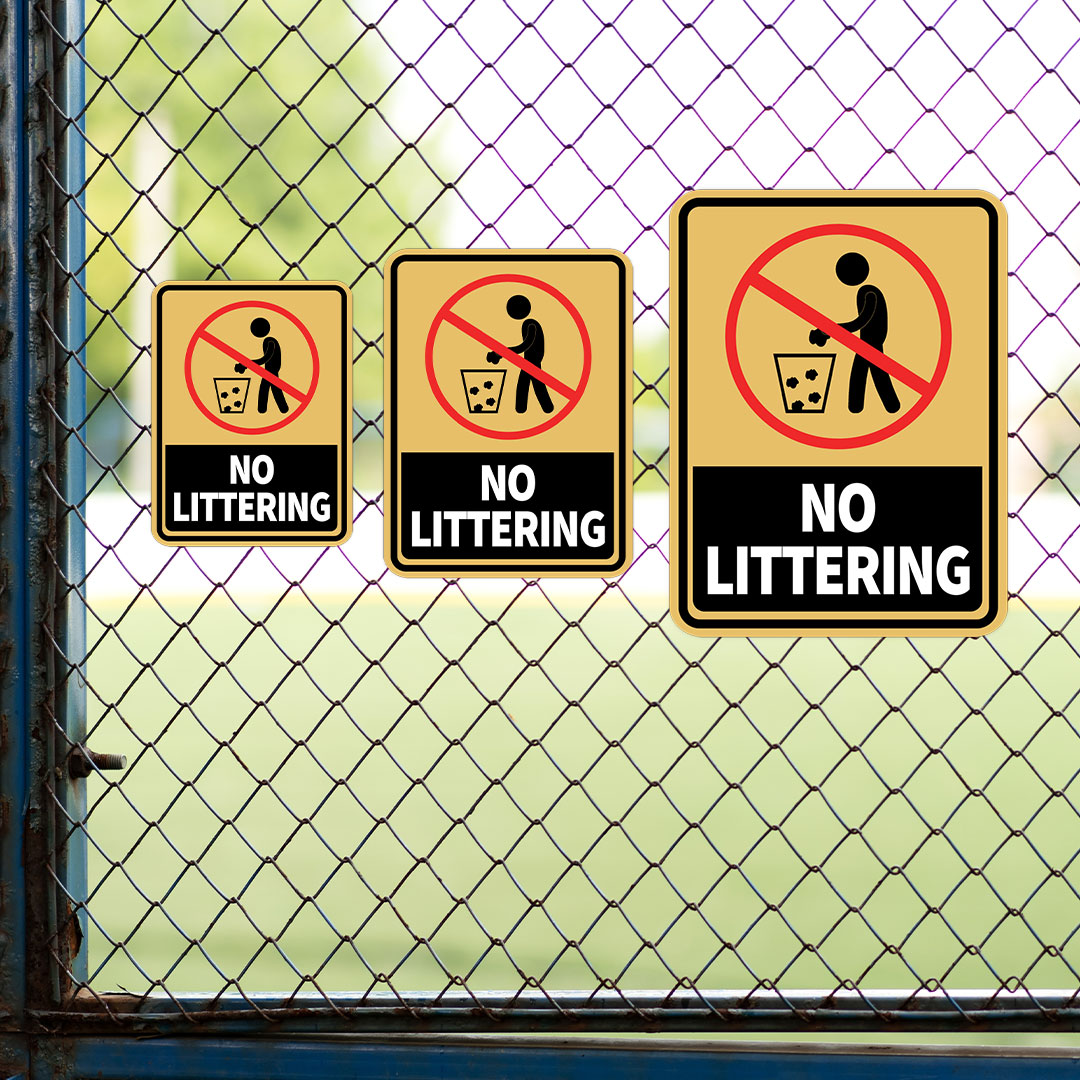 Portrait Round Plus No Littering Wall or Door Sign | Warning Signage | eBay
