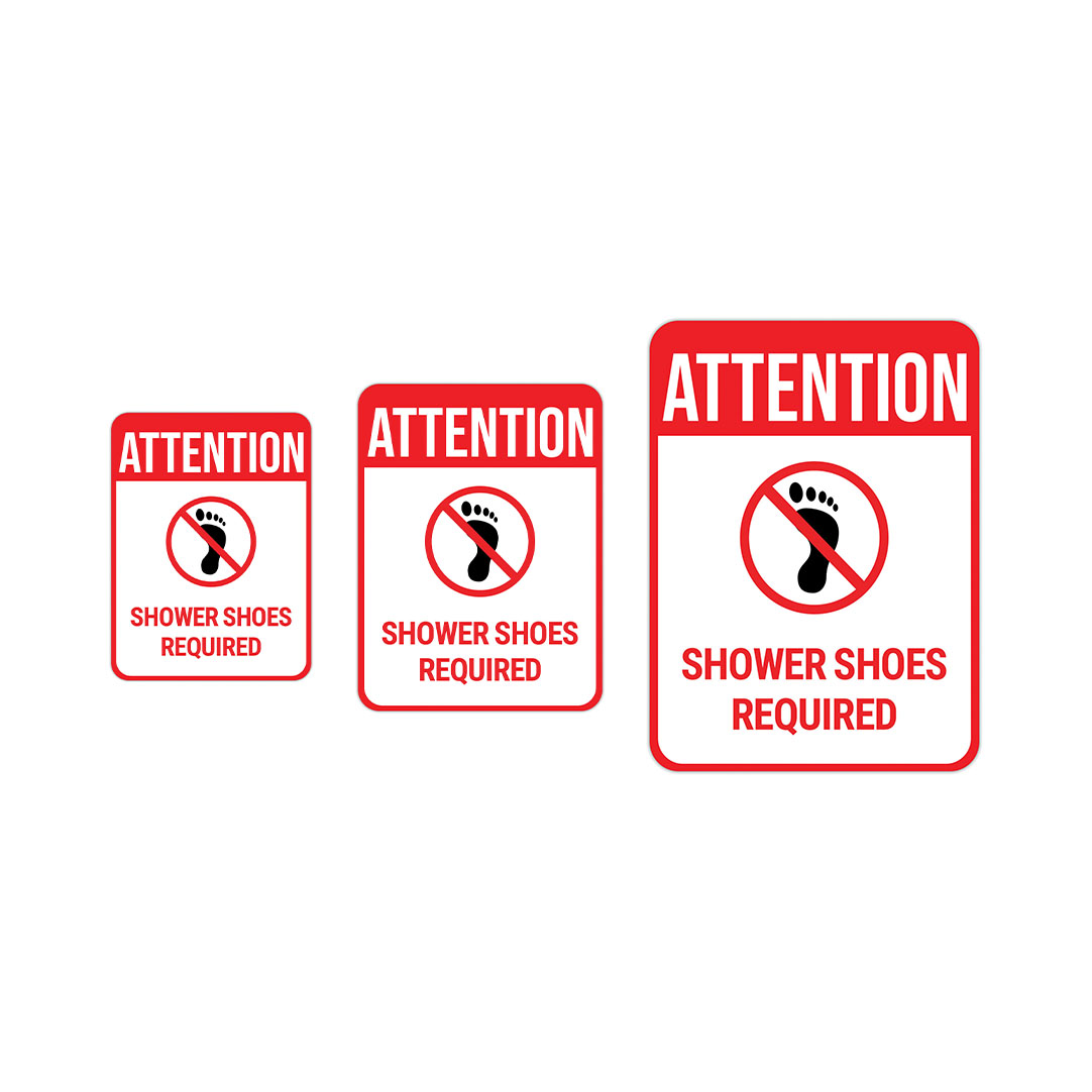 Portrait Round Plus Attention Shower Shoes Required Sign | Indoor Gym ...