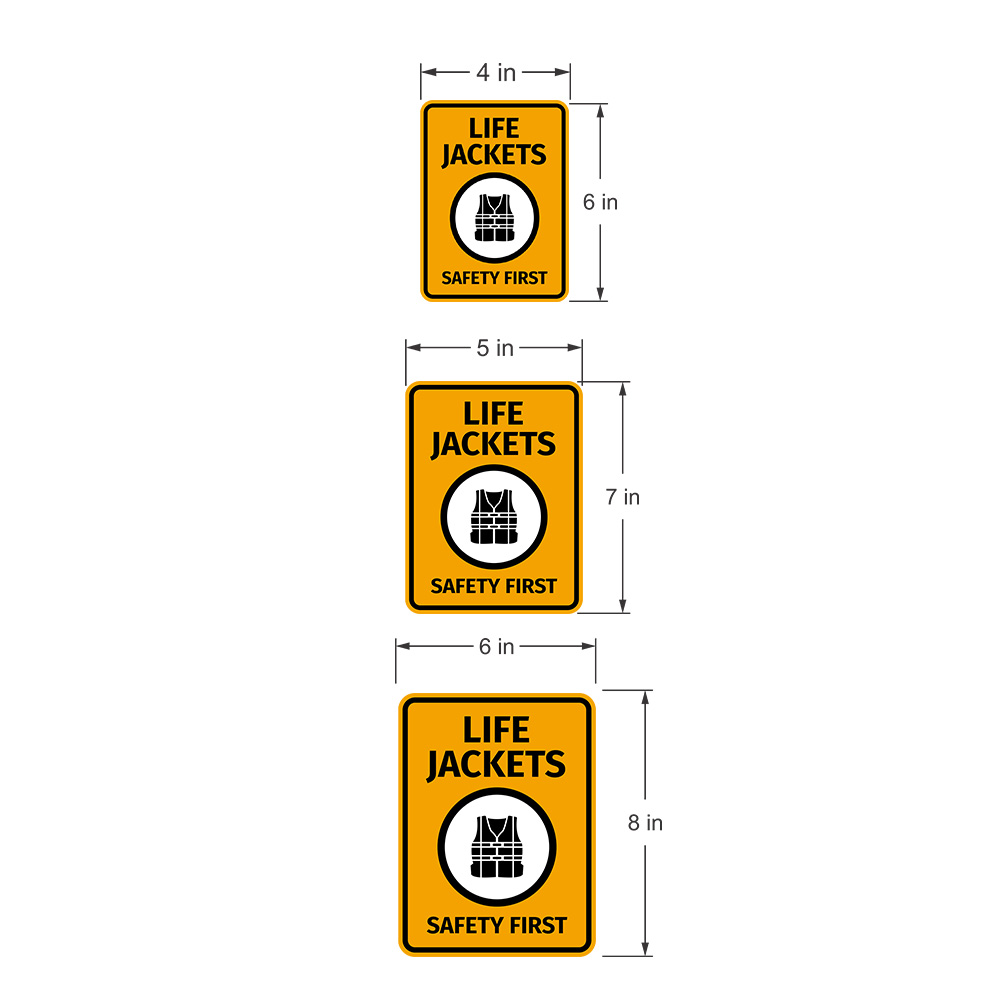 Portrait Round Plus Life Jackets Safety First Wall or Door Sign | Boats ...