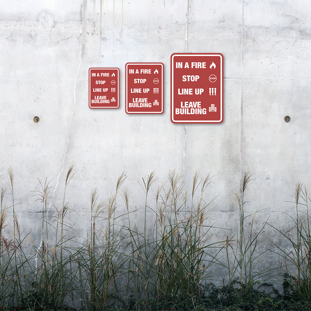 Portrait Round Plus In A Fire Stop Line Up Leave Building Wall or Door ...
