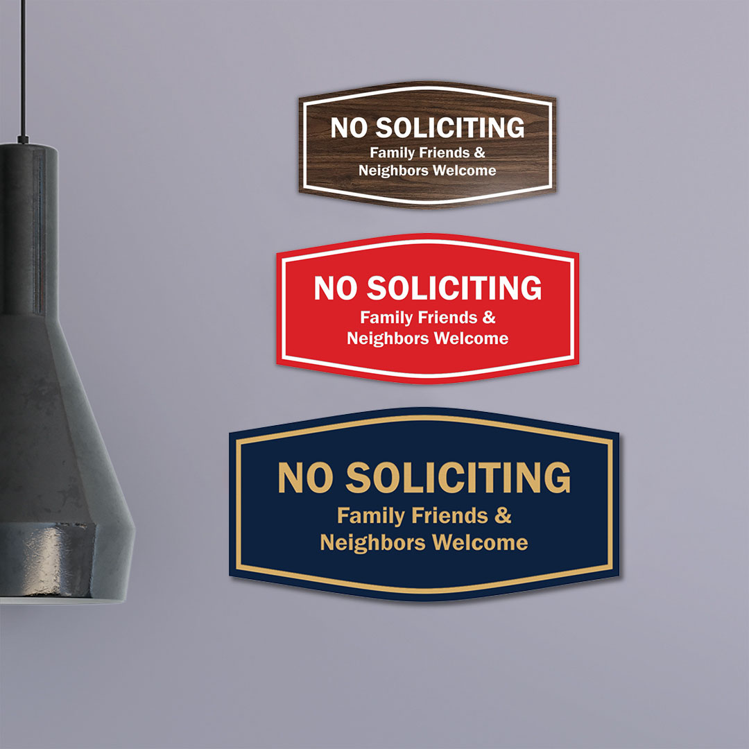 Fancy No Soliciting Family Friends & Neighbors Welcome Wall or Door ...