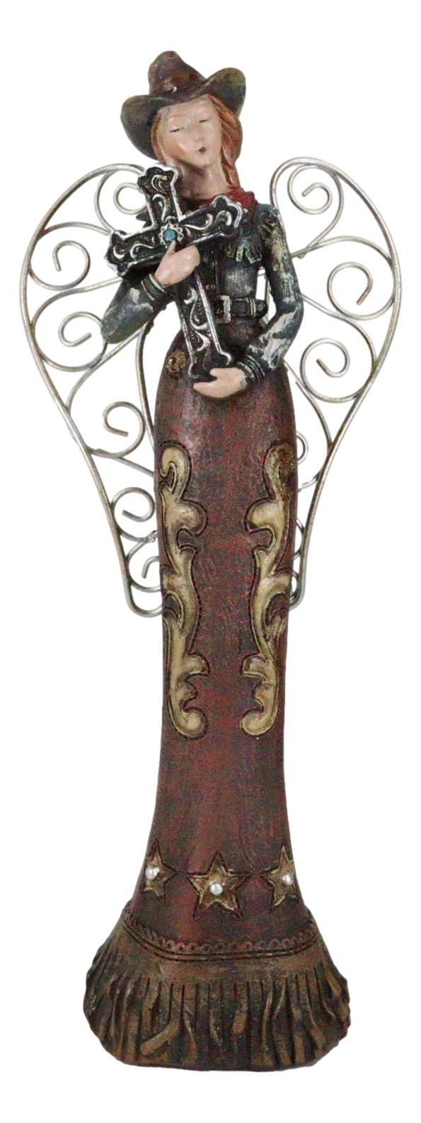 Set Of 3 Western Cowgirl Angels With Family Heart Cross Friend Sign ...