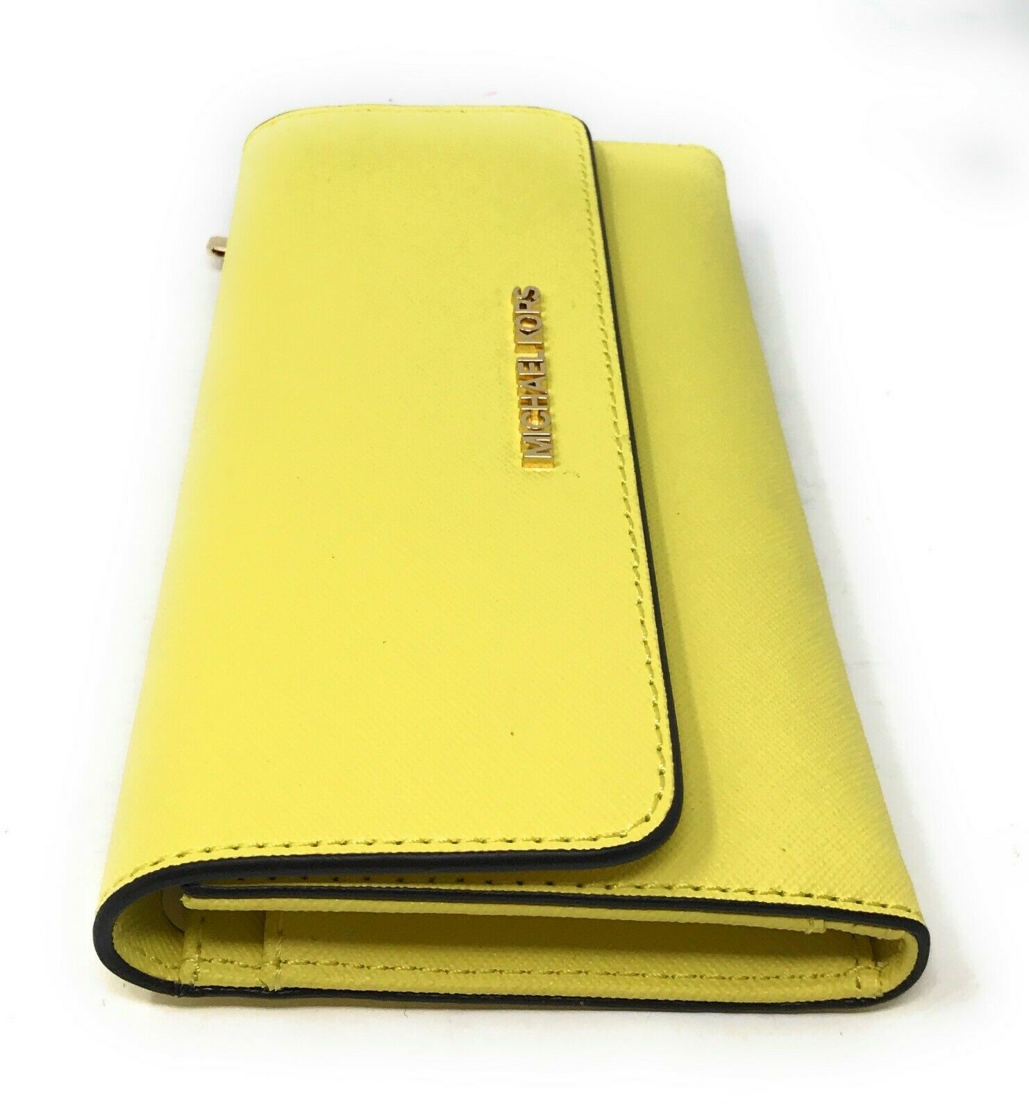 Michael Kors Sunshine Yellow Trifold Wallet Jet Set Travel Saffiano ...