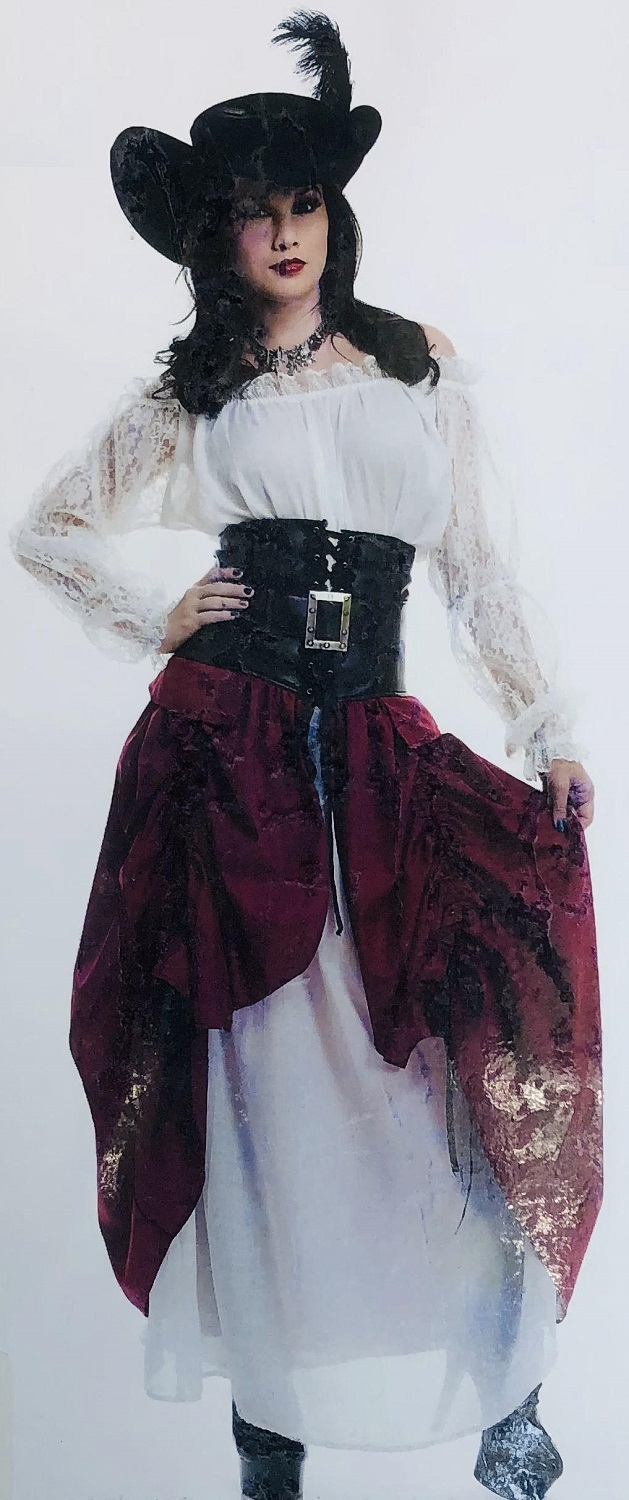 Capitano Pirate Caribbean Wench Lady Captain Fancy Dress Halloween ...