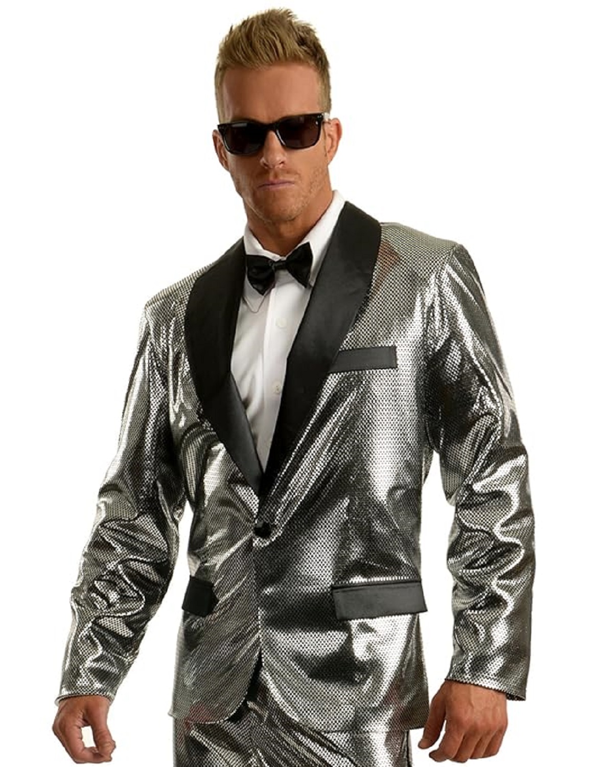 Disco Ball Jacket Silver Tuxedo Fancy Dress Up Halloween Adult Costume ...