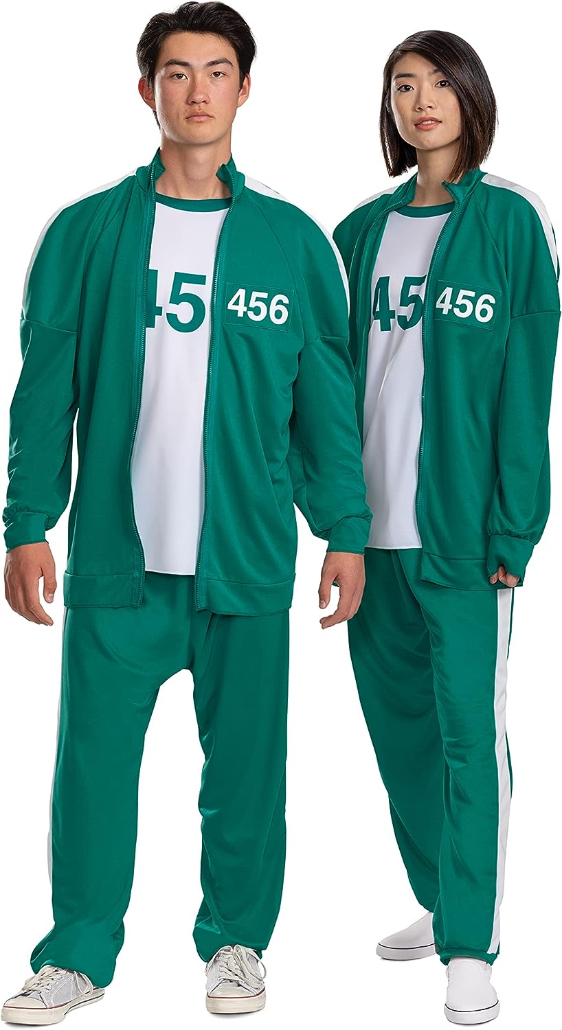 Player 456 Track Suit Squid Game Green Fancy Dress Up Halloween Adult ...