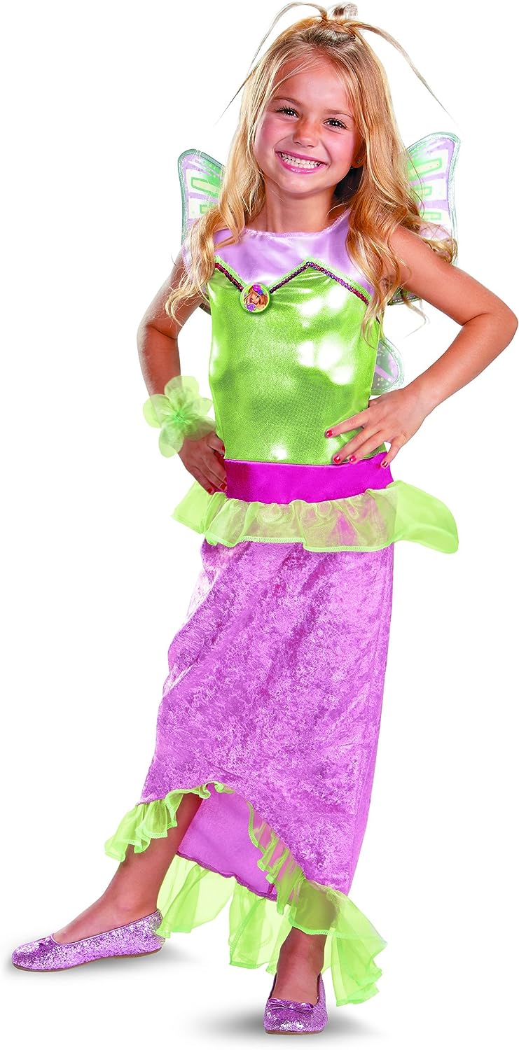Flora Mermaid Winx Club Pink Fairy Pixie Fancy Dress Up Halloween Child ...