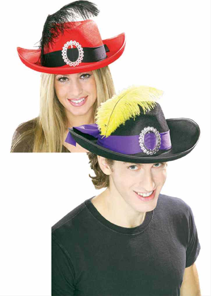 Musketeer Hat Red Renaissance Feather Fancy Dress Halloween Costume ...