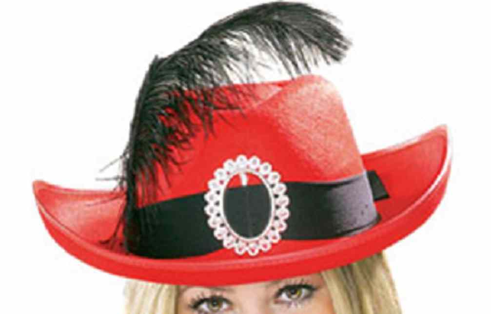 Musketeer Hat Red Renaissance Feather Fancy Dress Halloween Costume ...