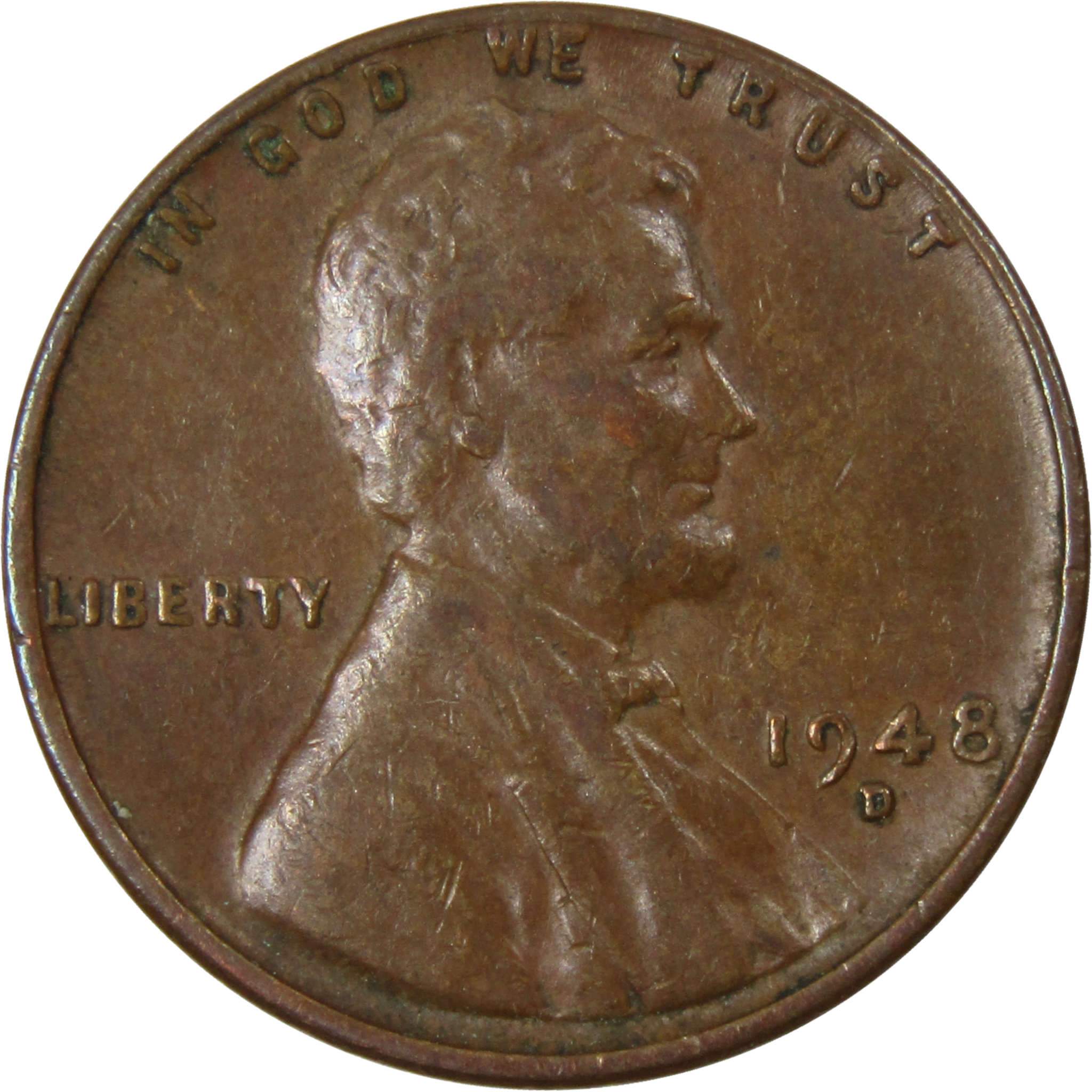 1948 D Lincoln Wheat Cent AG About Good Bronze Penny 1c Coin 1948-d-lincoln-wheat-cent-ag-about-good-bronze-penny-1c-coin