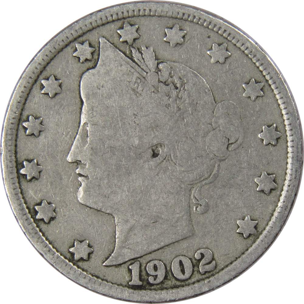 1902 Liberty Head V Nickel 5 Cent Piece AG About Good 5c US Coin 1902 Liberty Head V Nickel 5 Cent Piece AG About Good 5c US Coin