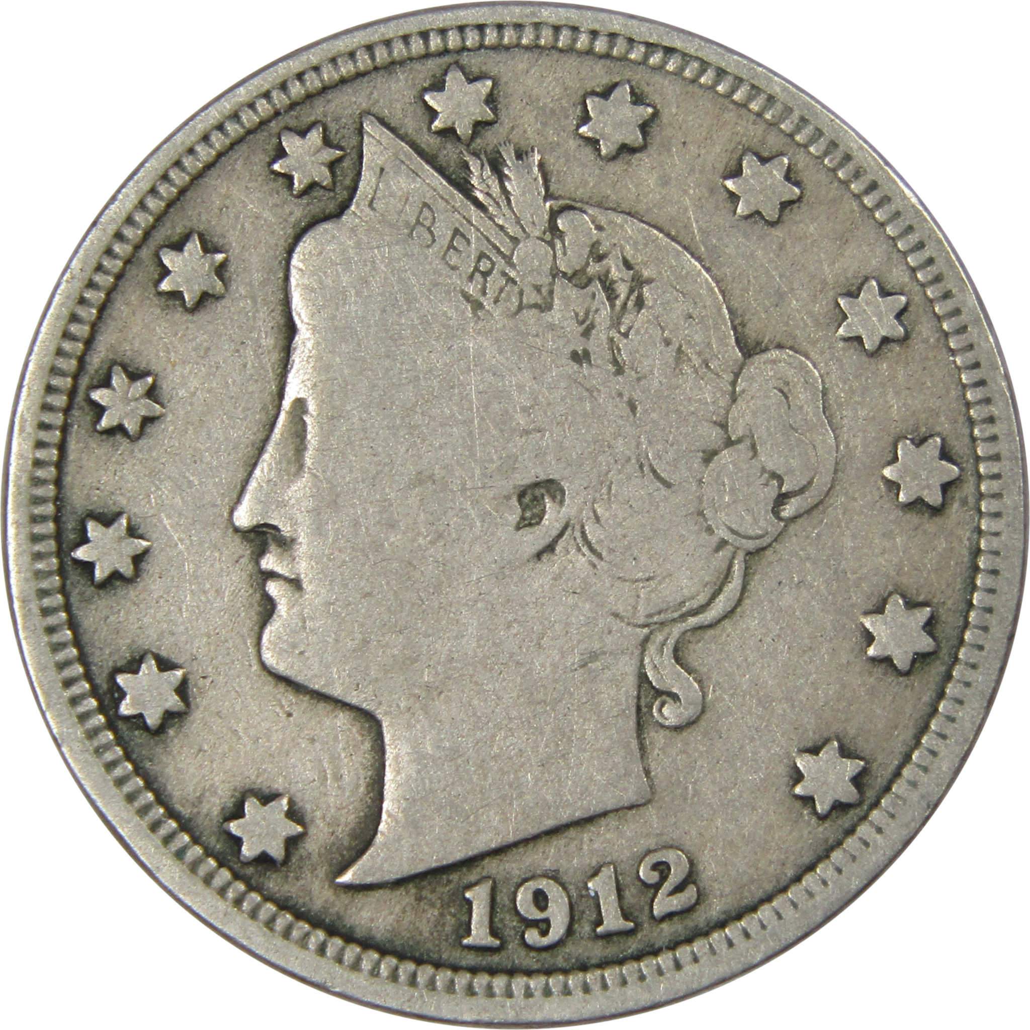1912 S Liberty Head V Nickel 5 Cent Piece VG Very Good 5c US Coin 1912 S Liberty Head V Nickel 5 Cent Piece VG Very Good 5c US Coin