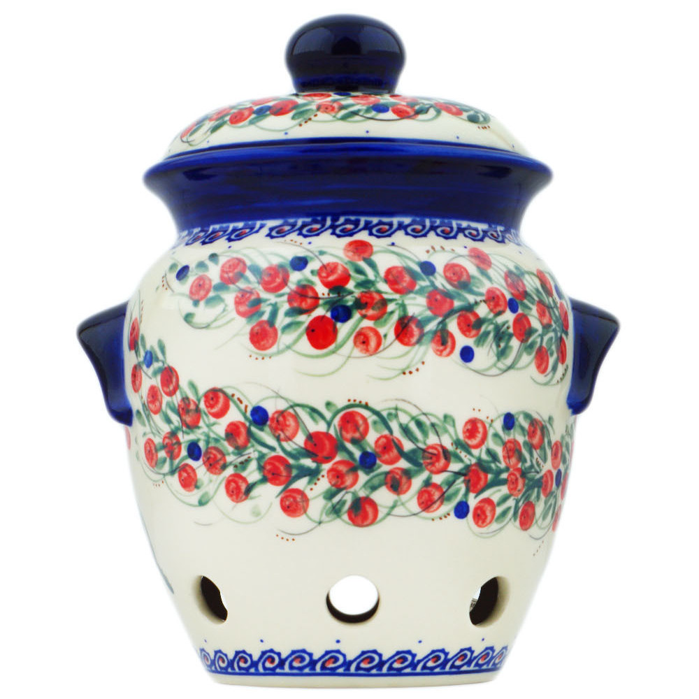 Polish Pottery Garlic and Onion Jar 8" Patriotic Blooms UNIKAT | eBay
