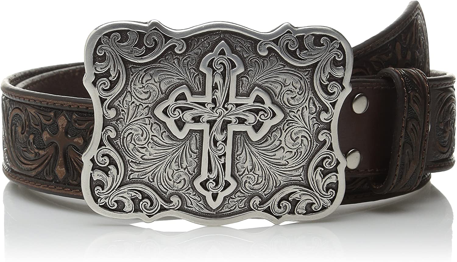 Nocona Womens Large Cross Buckle Tooled Leather Belt | eBay
