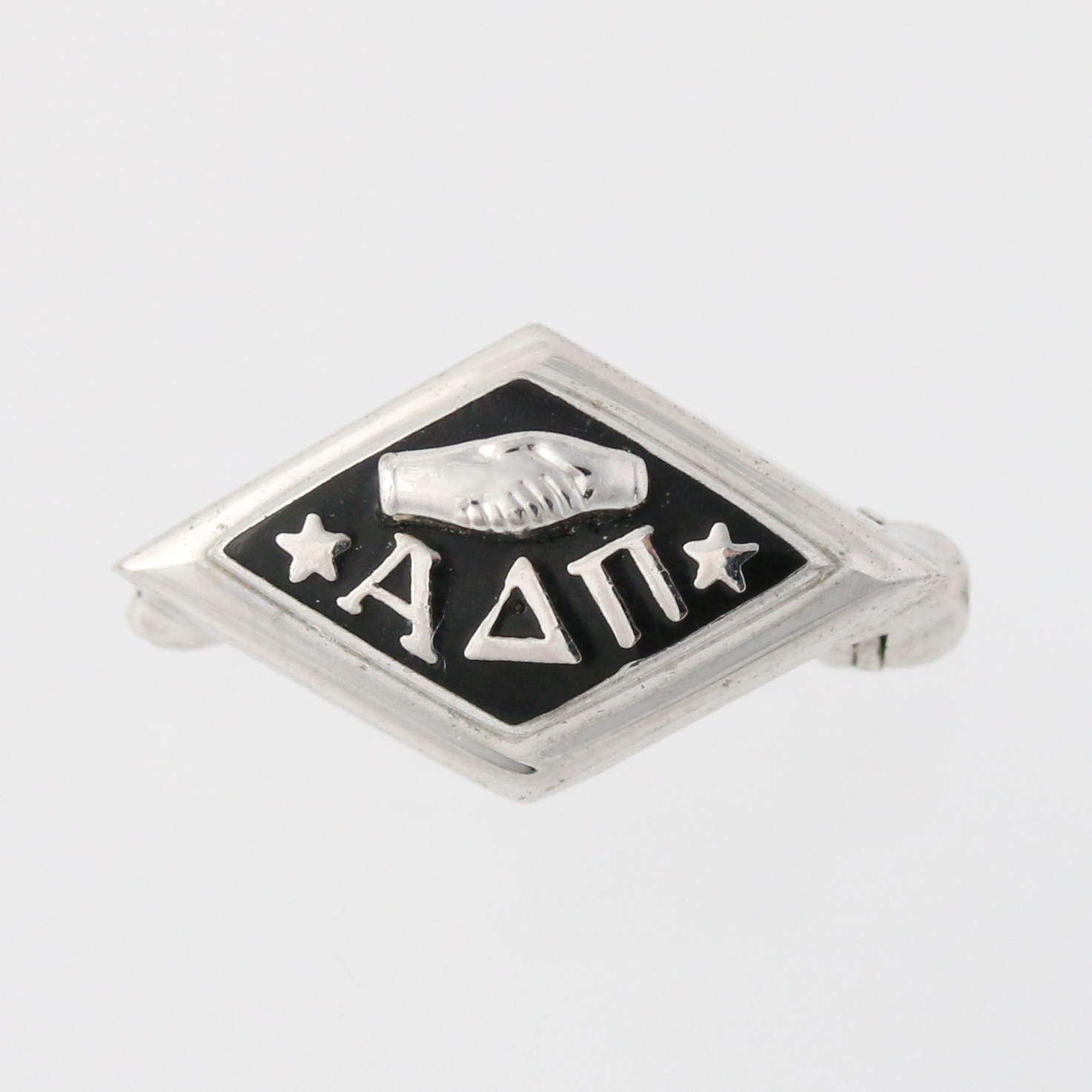 Alpha Delta Pi Badge - 10k White Gold Black Enamel Greek Sorority Pin ...