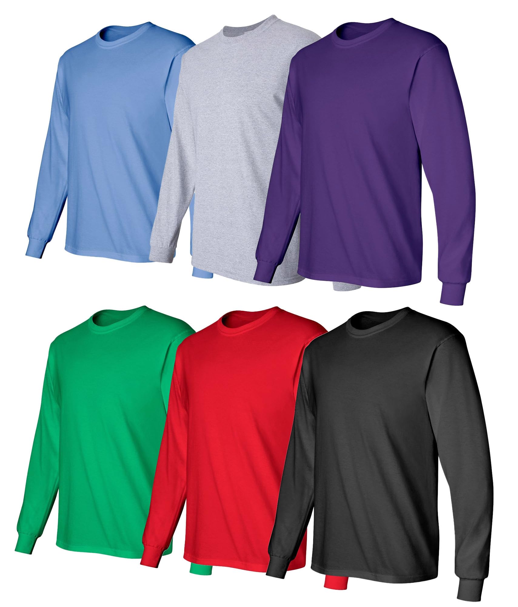 BILLIONHATS Mens Long Sleeve Colorful T-Shirts , Crew Neck Bulk Tees ...