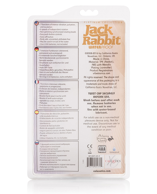 Platinum Collection Jack Rabbit Vibrator - Gold California Exotic ...