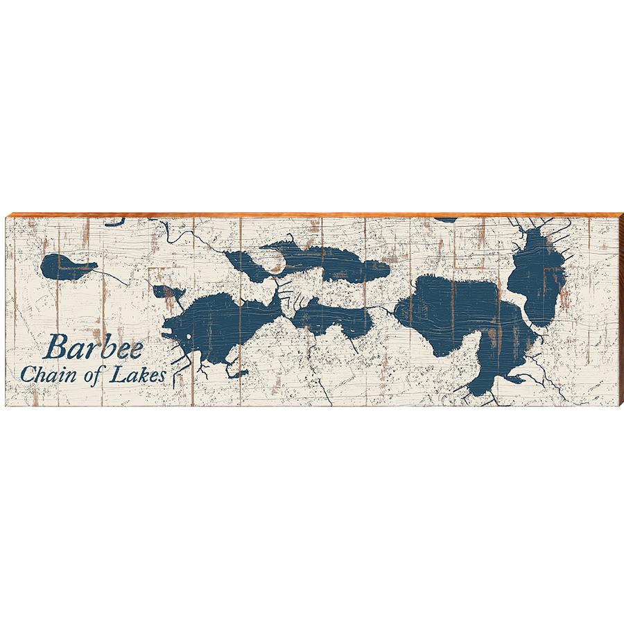 Barbee Chain of Lakes, Indiana Navy & White Shabby Styled Map Wall Art ...